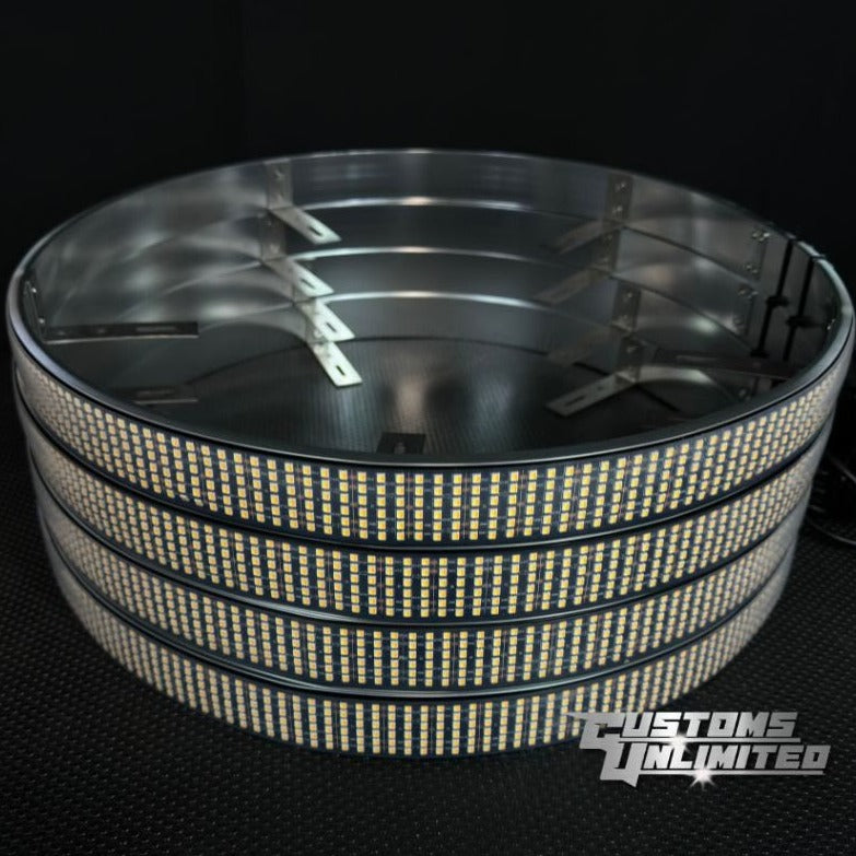 6 ROW Pure White SCANNING + TURN SIGNAL LED Wheel Ring Lights Kit ...