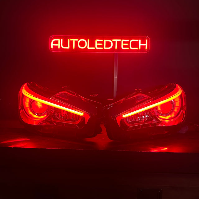 2014-2024 Infiniti Q50 RGBW Flow Series LED DRL Prebuilt Custom Headli ...