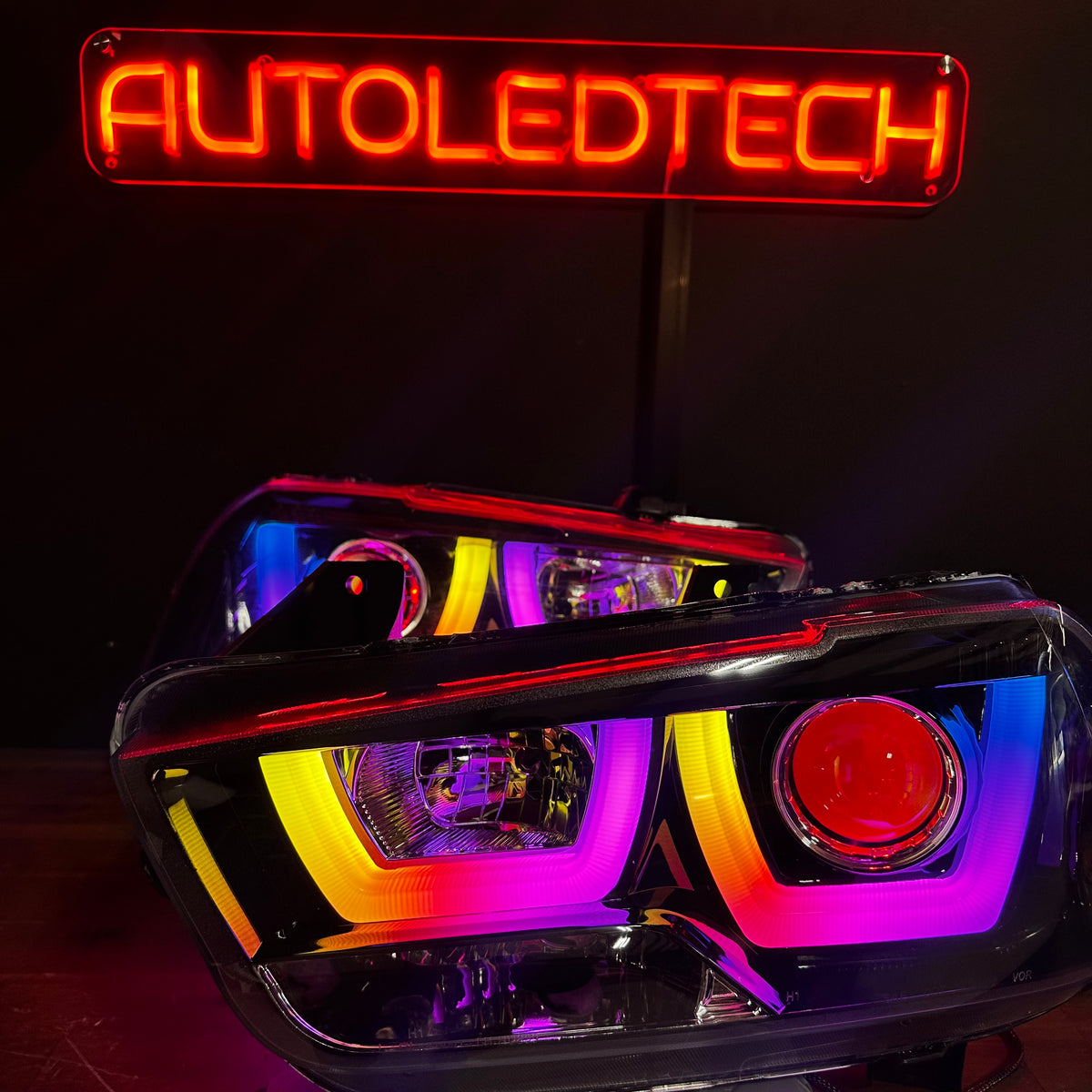 2011-2014 Dodge Charger RGBW Flow Series LED Halo DRL Spec-D Headlight ...