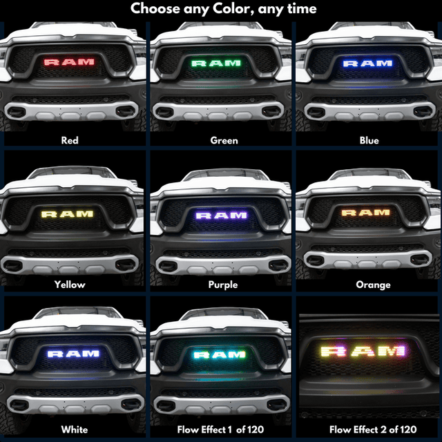 2019-2024 RAM 1500 HD RGBW LED Illuminated Badge Emblem Logo ...