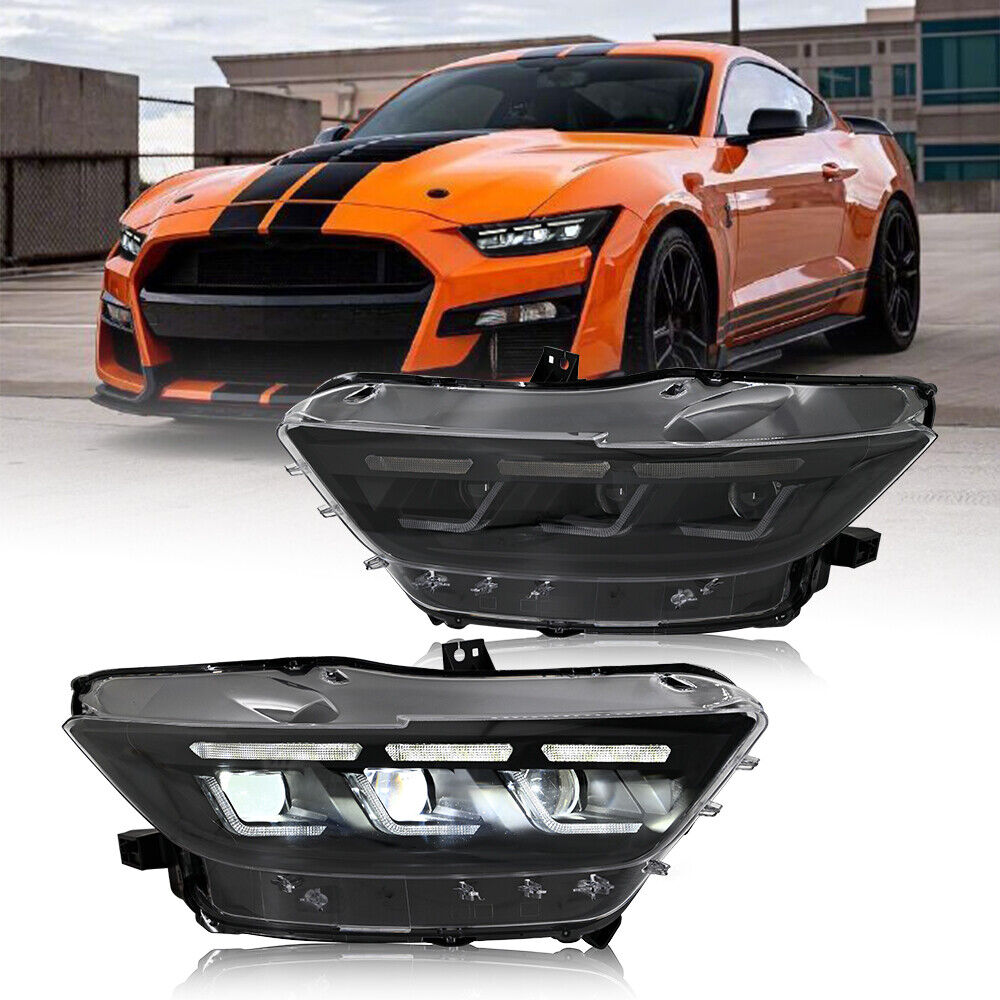 2015-2017 Ford Mustang ANIMATED SCANNING Tri-Beam LED DRL Projector He ...