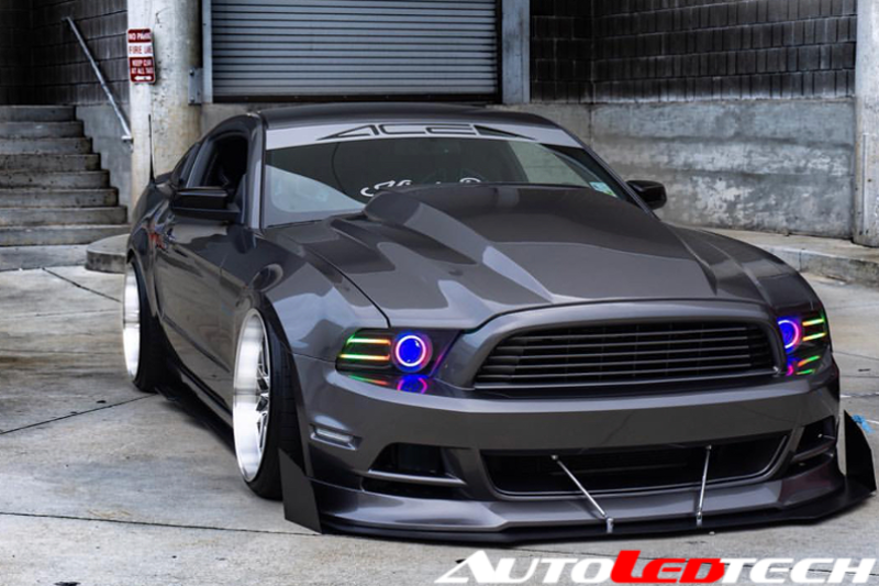 2010-2014 Ford Mustang RGBW Color-Chasing LED DRL Halo Prebuilt Headli ...