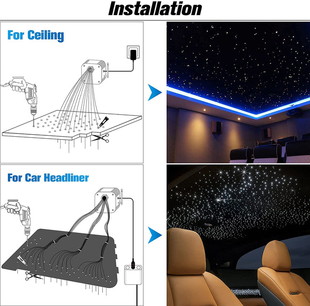 RGBW LED SHOOTING STAR Starlight Headliner Roof 10W Kit (550 1100 Star ...