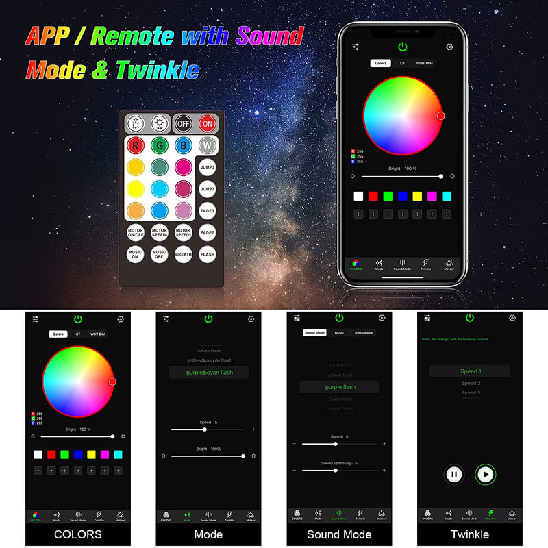 RGBW Color-Changing LED Galaxy Starlight Headliner Roof 10W Kit (450 ...