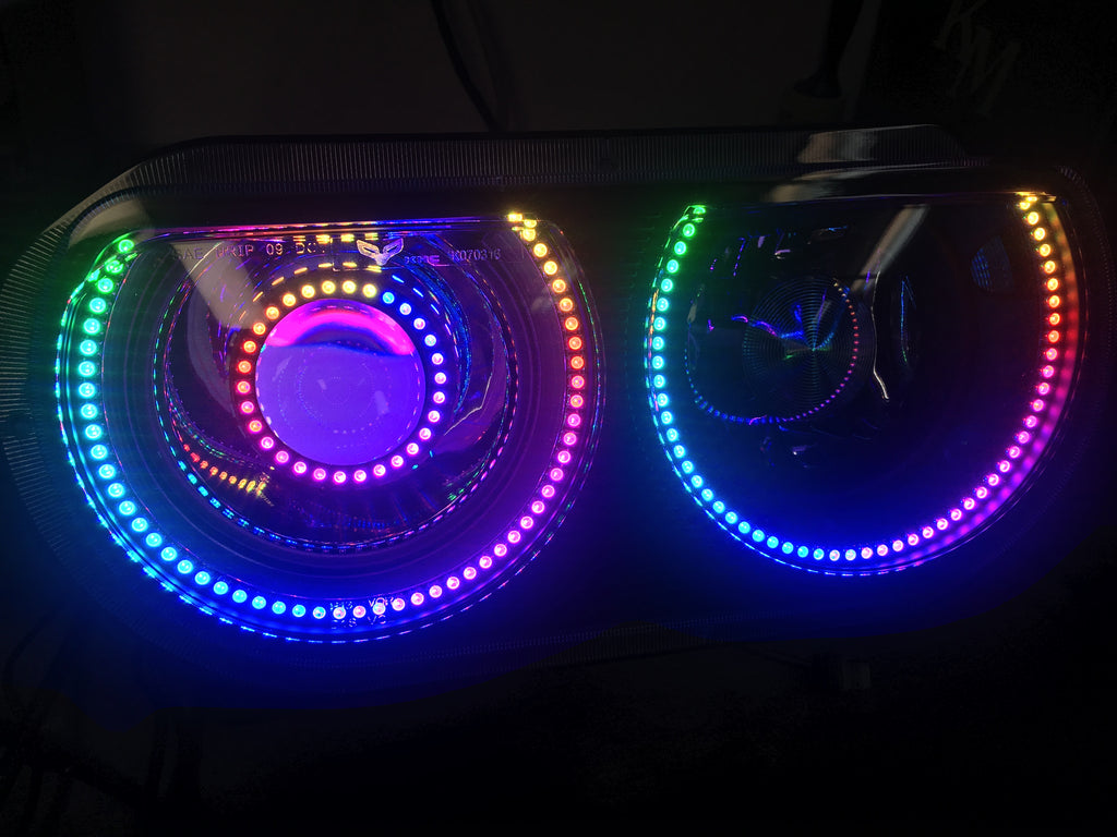 2008-2014 Dodge Challenger RGBW Color-Chasing LED Halo Prebuilt Projec ...