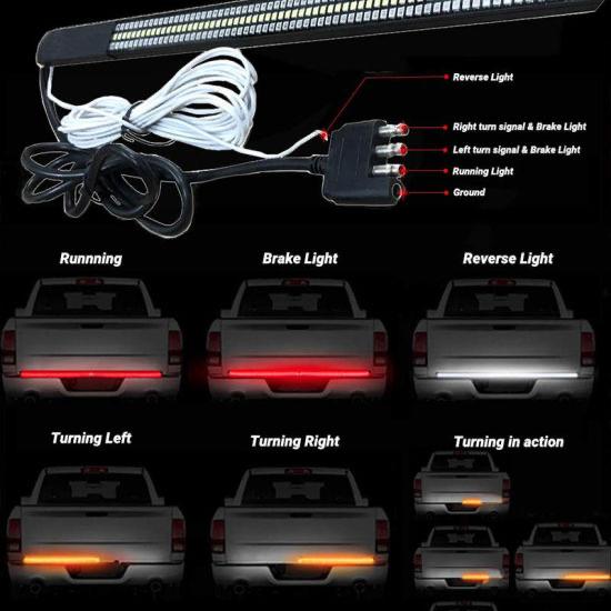 Tailgate Sequential Brake/Reverse/Turn LED Light Bar Strip - Fits Any ...
