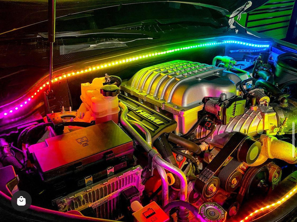 Color-Changing LED Engine Bay Lighting Strips Kit (RGB RGBW Flow Serie ...